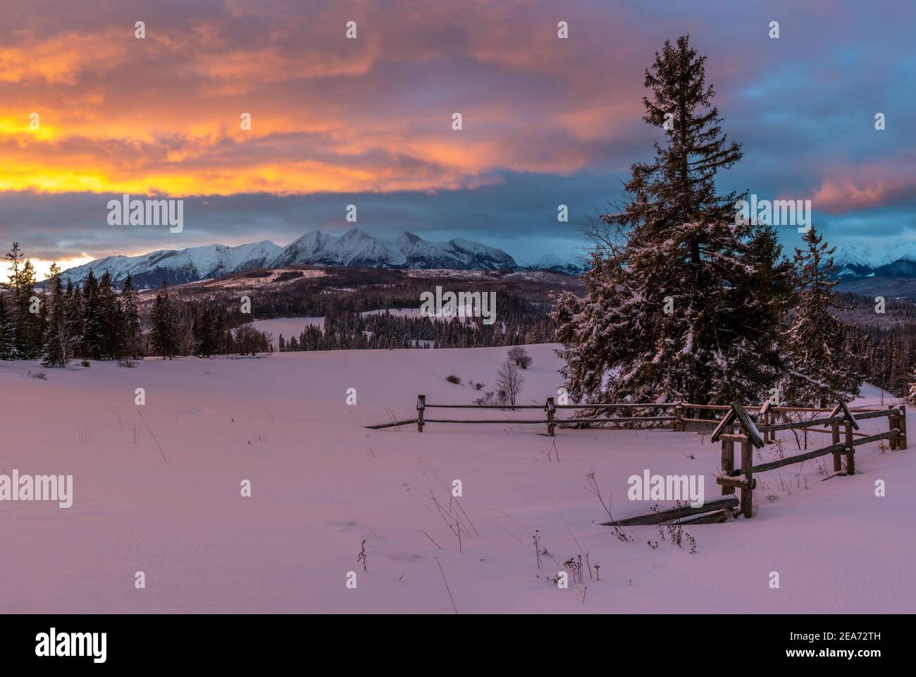 beautiful winter mountain landscape during dramatic sunrise Stock Photo ...