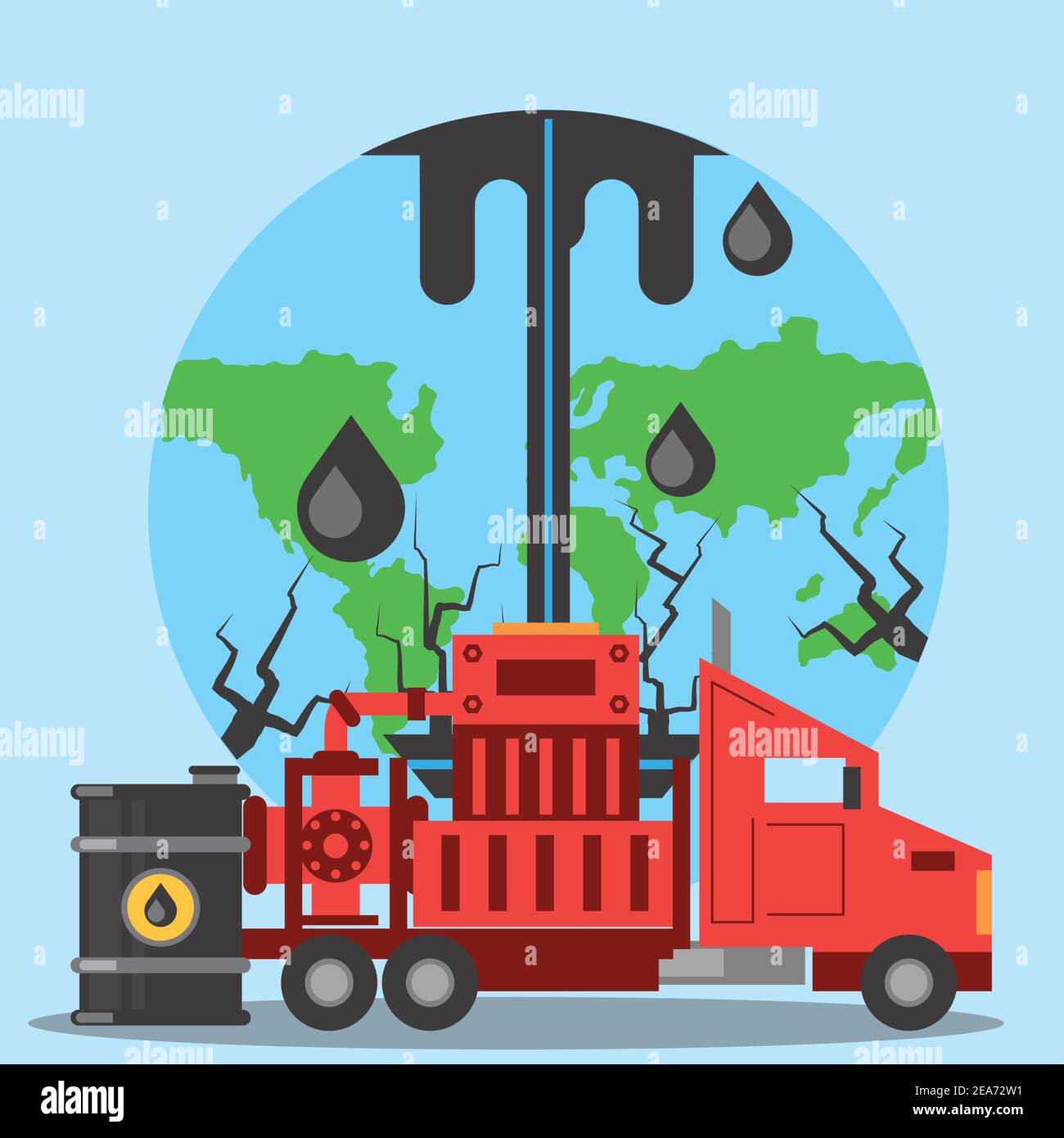 fracking oil industry exploration production drilling world vector ...