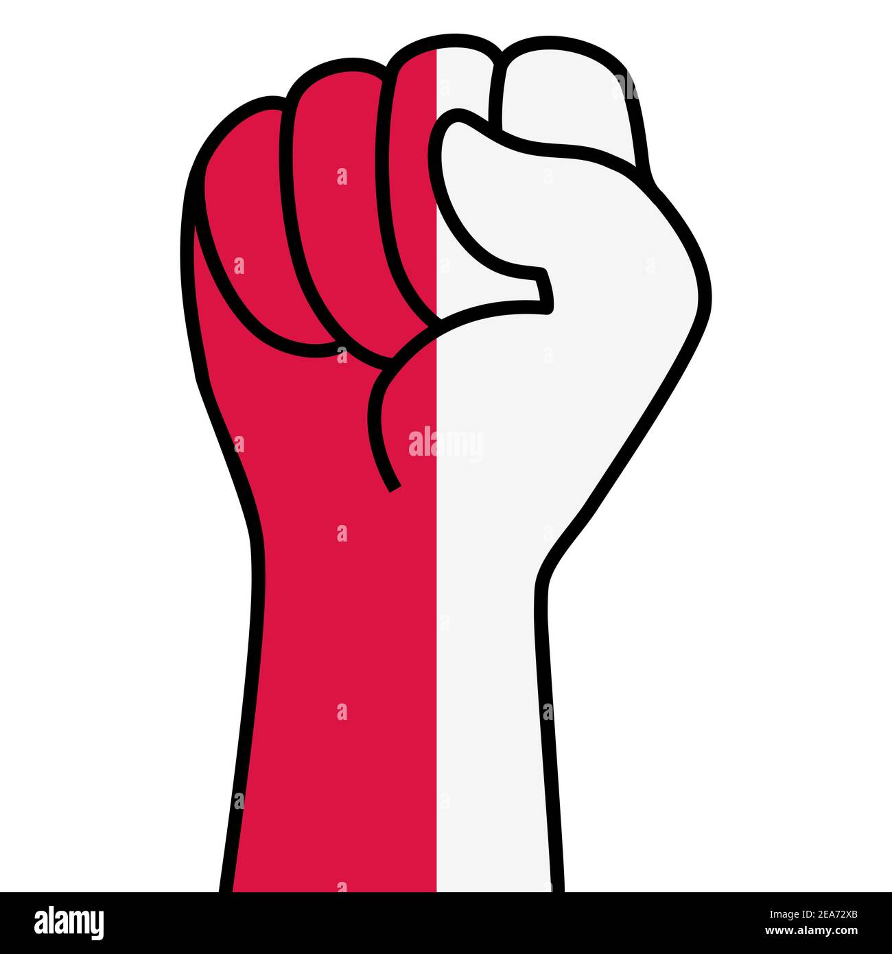 Raised polish fist flag. Hand of poland. Fist shape poland flag color ...