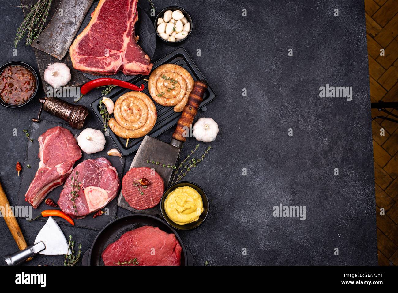 Assortment of various types of meat Stock Photo - Alamy