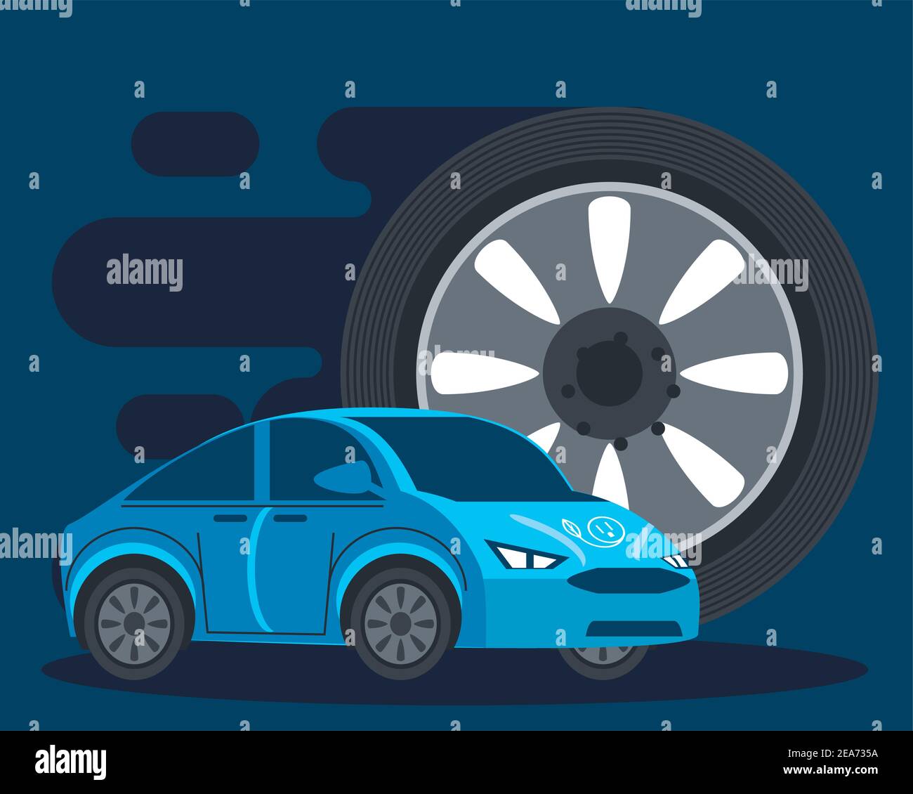 electric car wheel transport engine technology vector illustration ...