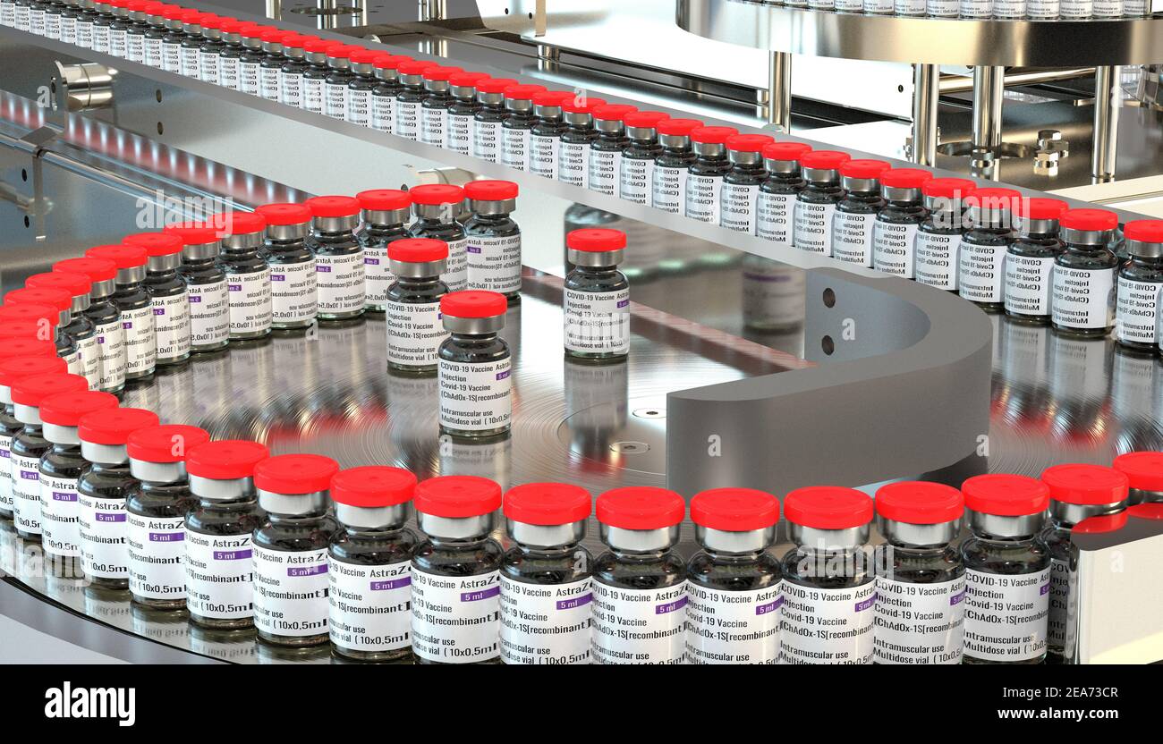 Astrazeneca vaccines against Covid-19 on the production line Stock ...