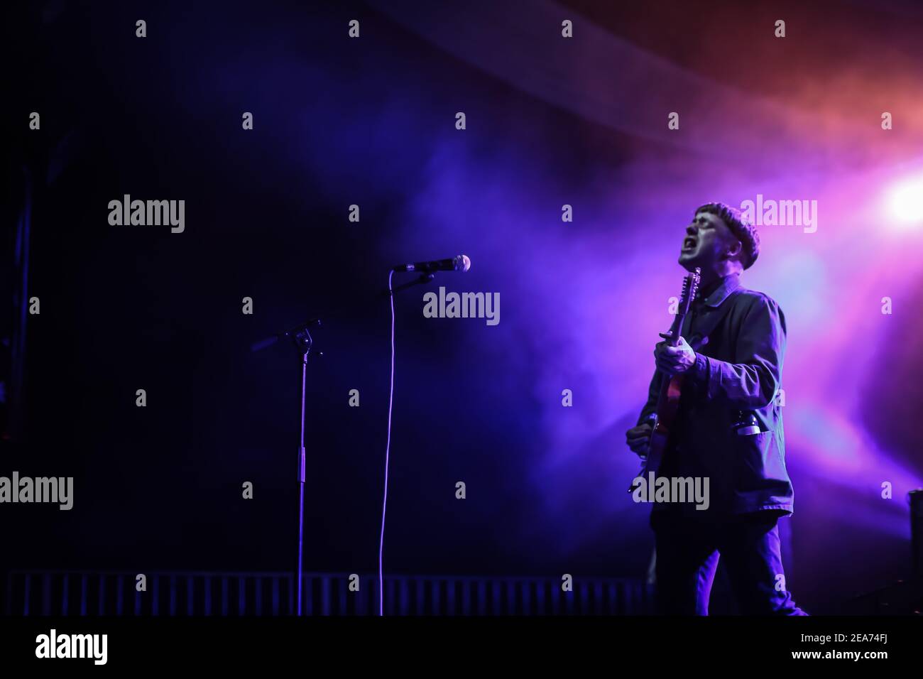 Jamie Lee of Manchester four-piece Money performing live on stage as ...