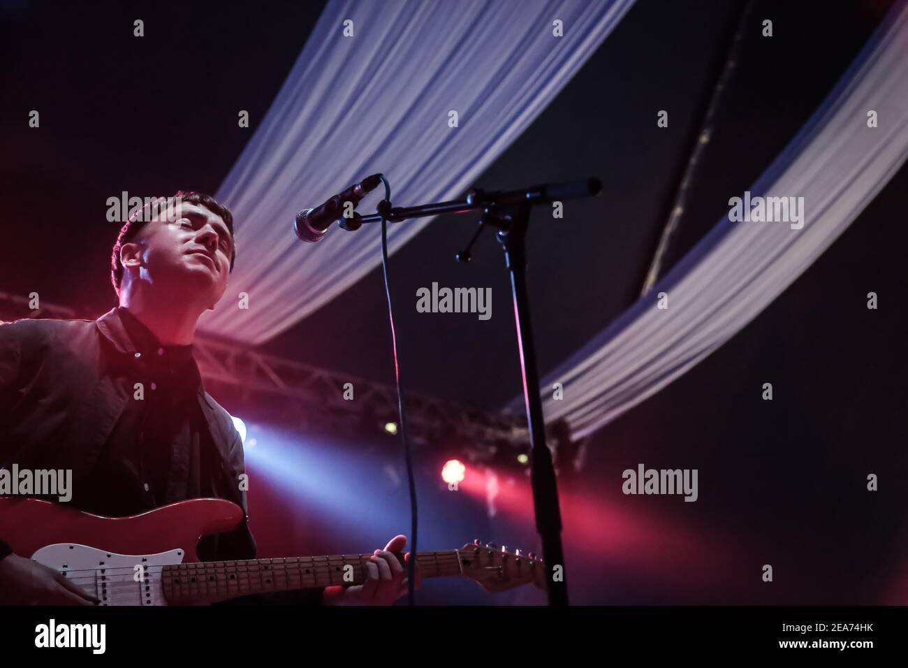 Jamie Lee of Manchester four-piece Money performing live on stage as ...