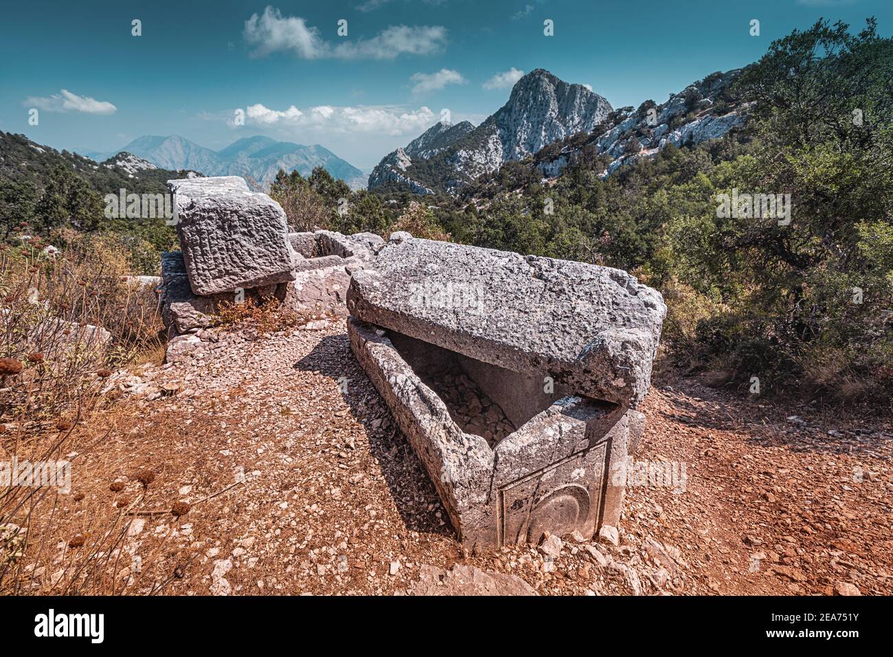 Destroyed greek tombs and ancient burials in the ancient city of ...