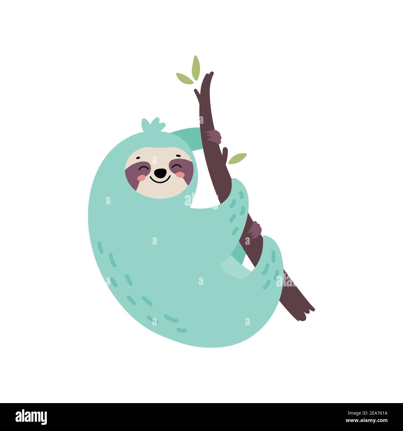 Cute hand drawn sloth hanging on the tree Stock Vector Image & Art - Alamy