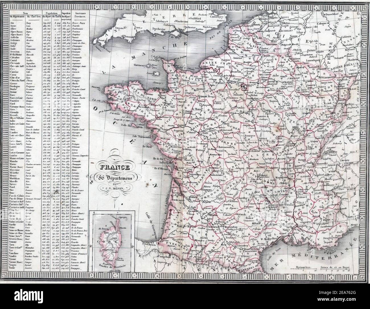 Illustration of an ancient map of France Stock Photo - Alamy