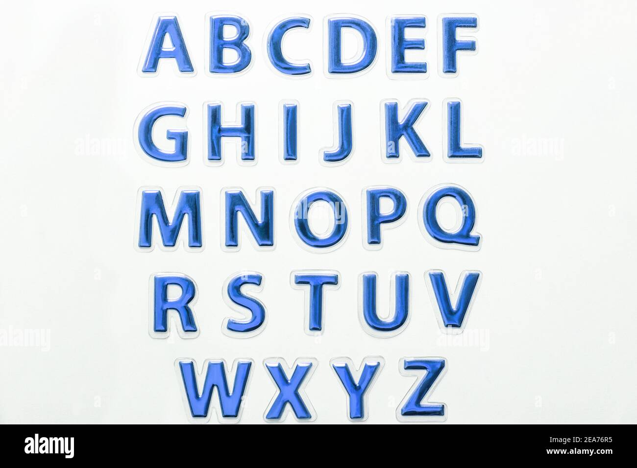 Set of shiny blue glossy letters, isolated on white background. Symbol ...