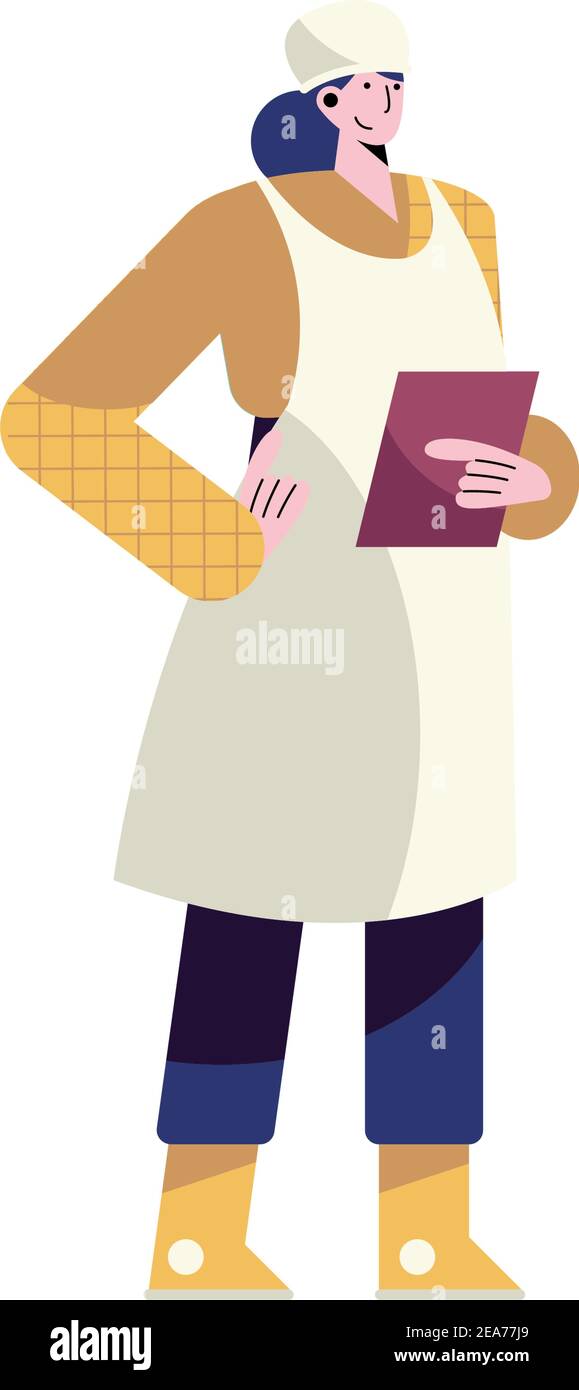 young woman chef with recipe book character vector illustration design ...