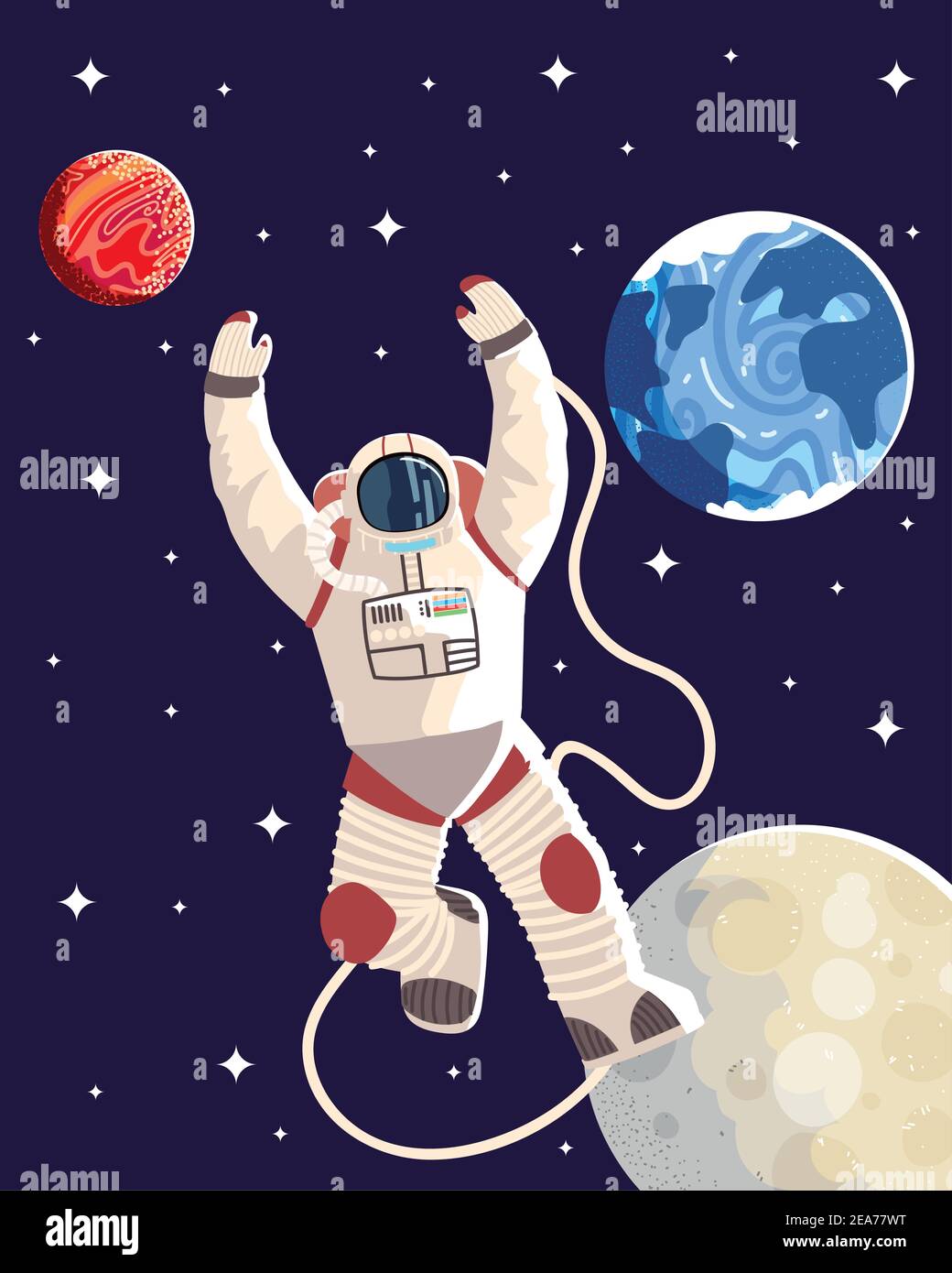 space spaceman moon earth planet explore universe galaxy vector ...