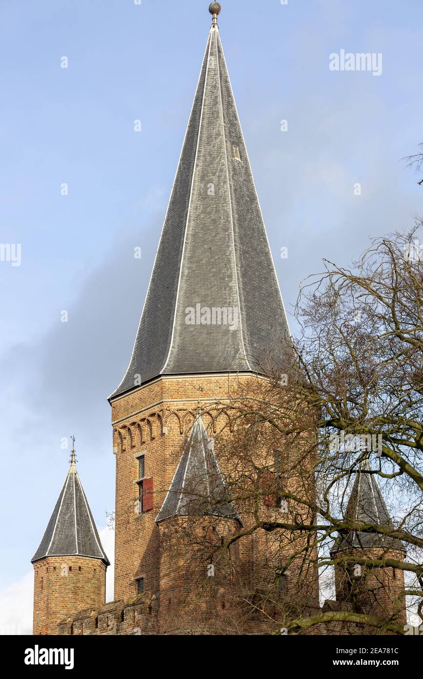 Enchanted medieval brick architecture of entrance tower Stock Photo - Alamy