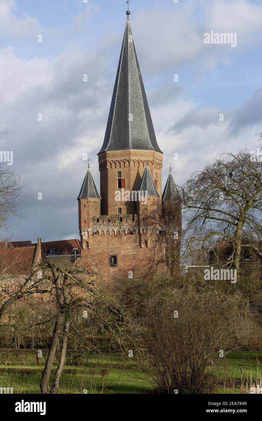 Enchanted medieval brick architecture of entrance tower Stock Photo - Alamy