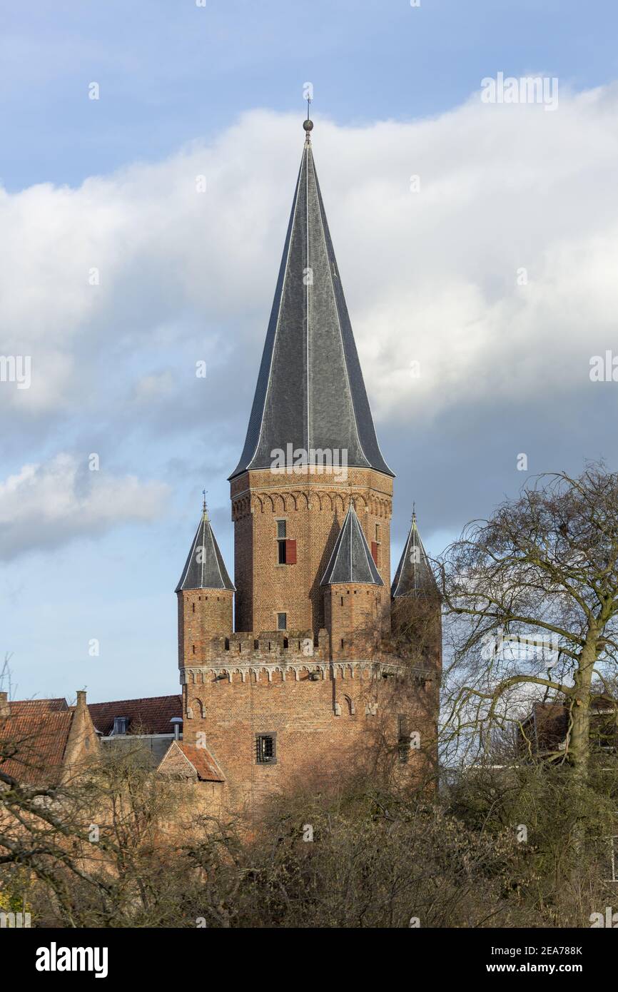 Enchanted medieval brick architecture of entrance tower Stock Photo - Alamy