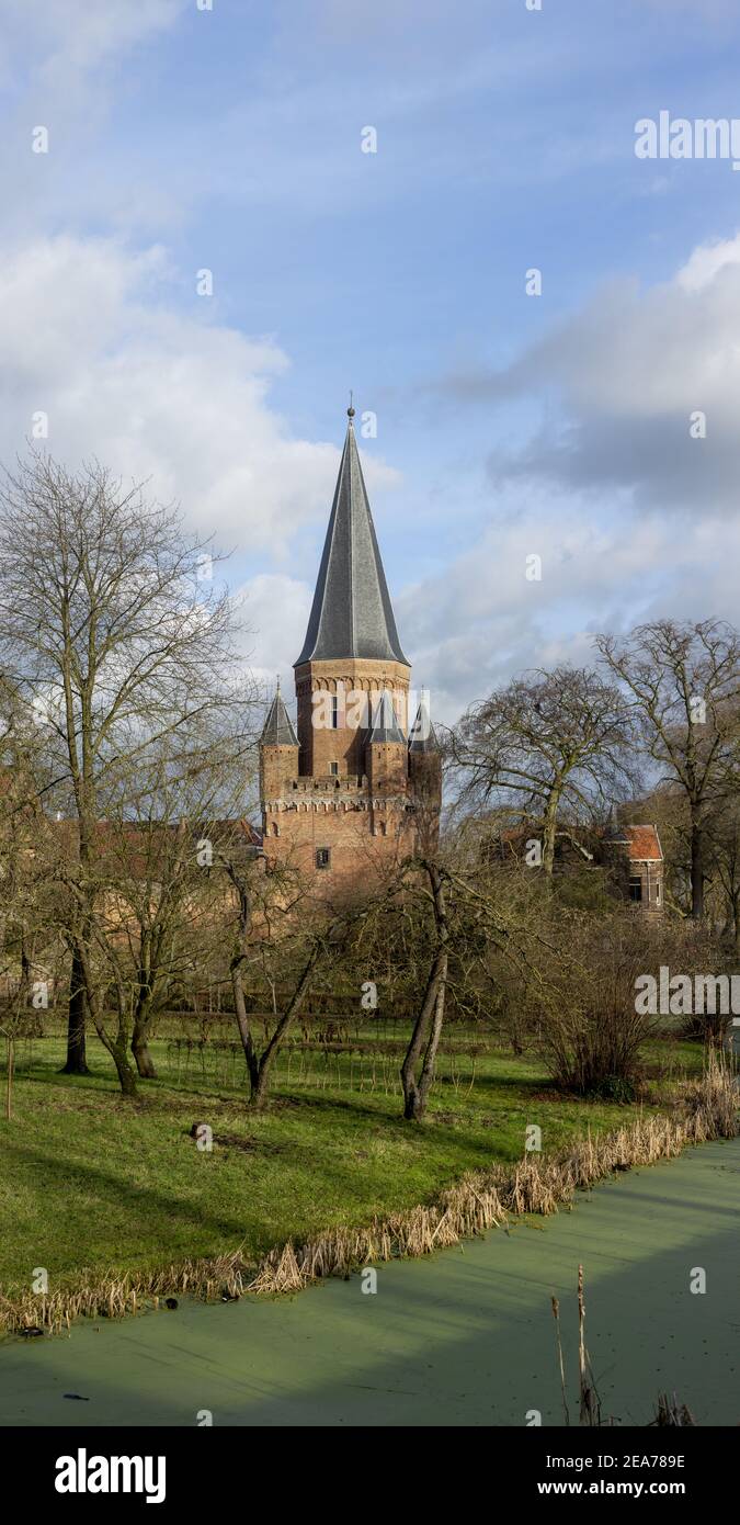 Enchanted medieval brick architecture of entrance tower Stock Photo - Alamy
