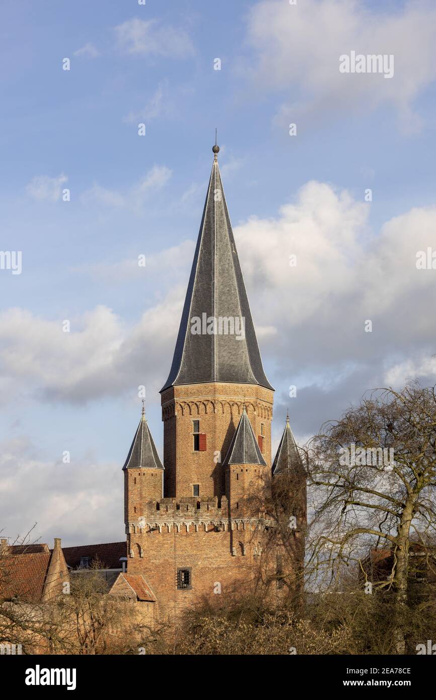 Enchanted medieval brick architecture of entrance tower Stock Photo - Alamy