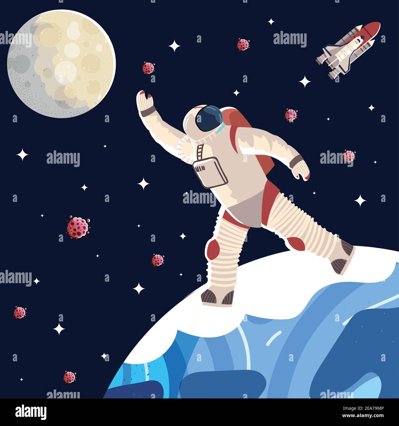 cosmonaut character in spacesuit and helmet vector illustration Stock ...
