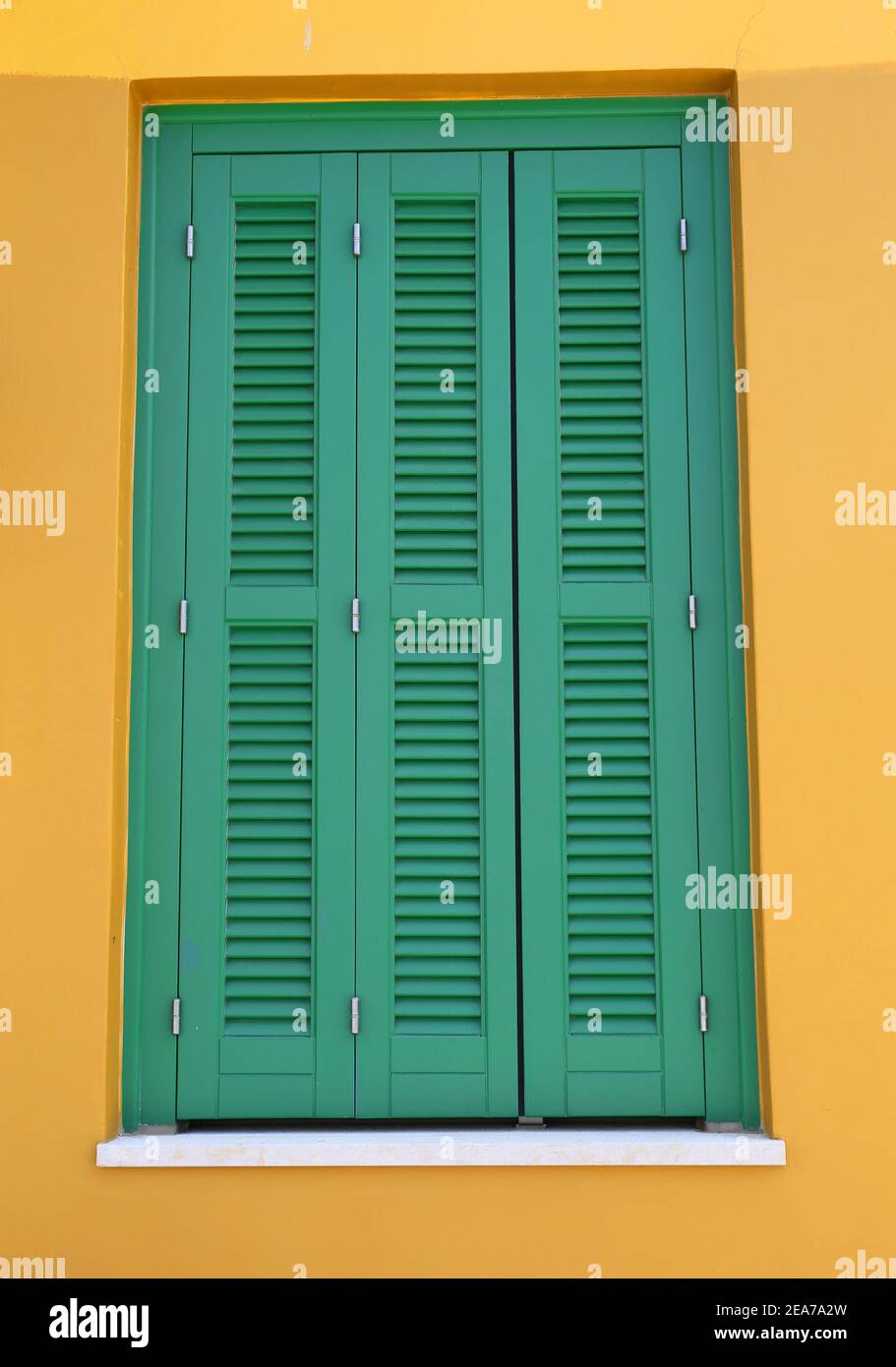 Green Window Shutters in Kastellorizo,Greece Stock Photo - Alamy