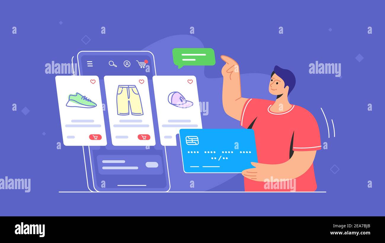 Online store e-commerce mobile app usage by consumer Stock Vector Image ...