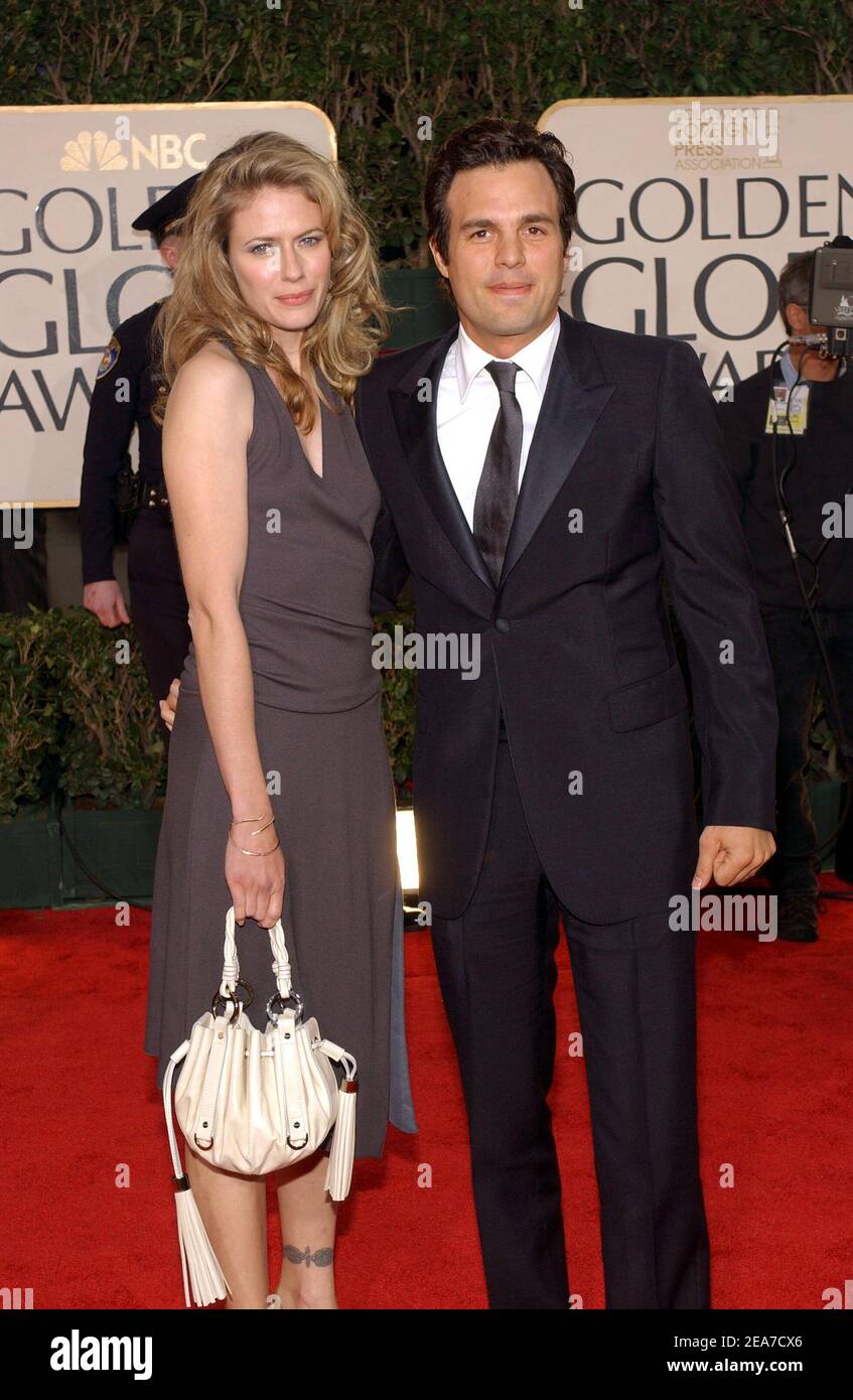 Mark Ruffalo & wife arrives at the 2004 Golden Globe Awards at the ...