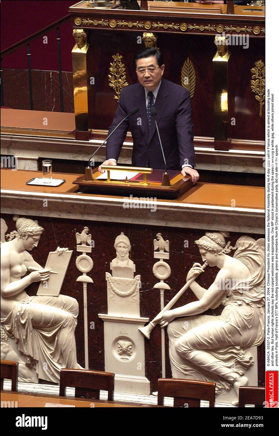 © ABACA. 55327-2. Paris-France, January 27, 2004. Chinese President Hu ...