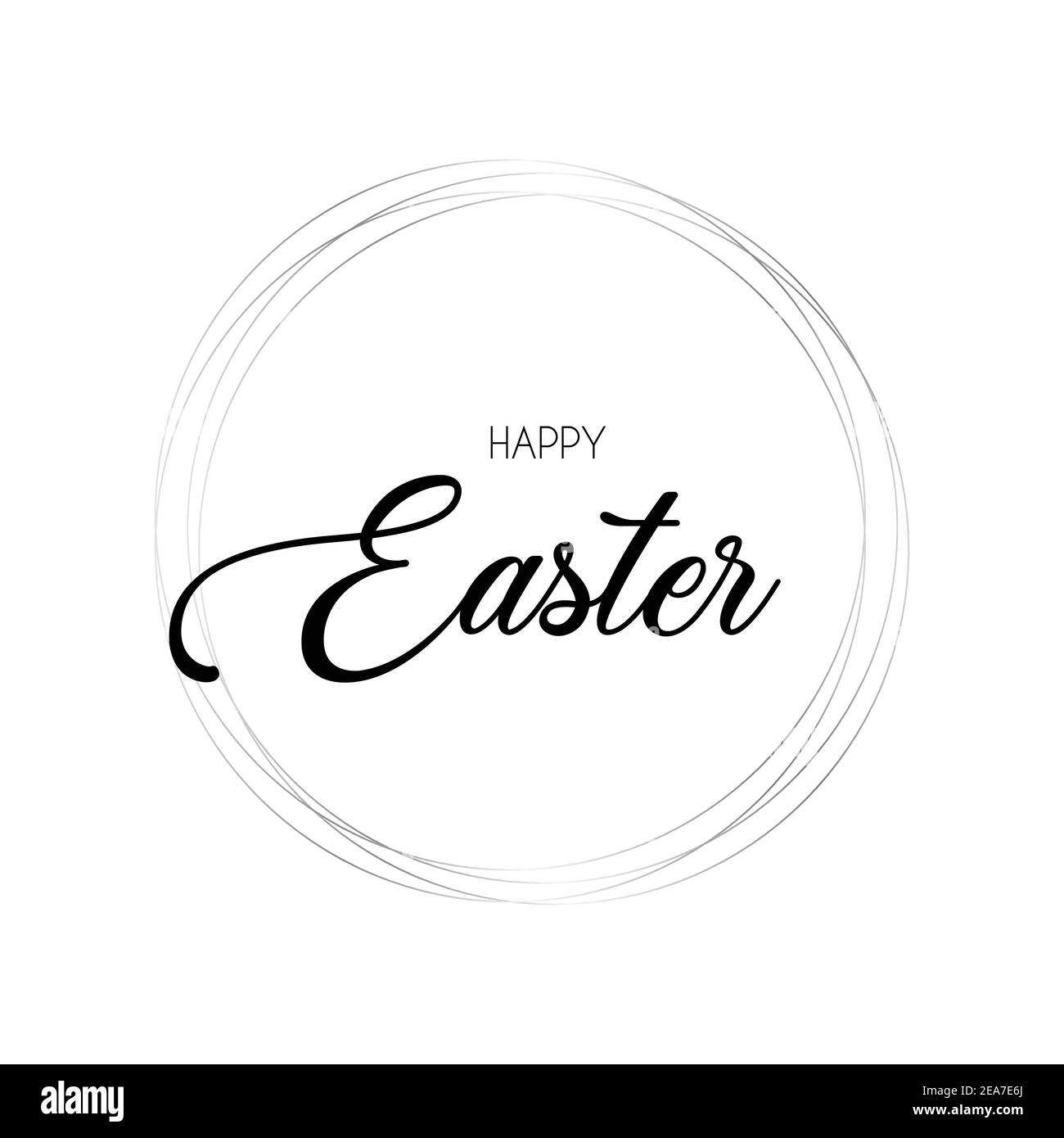 Happy Easter greeting background. Silver round frame greeting. Vector ...