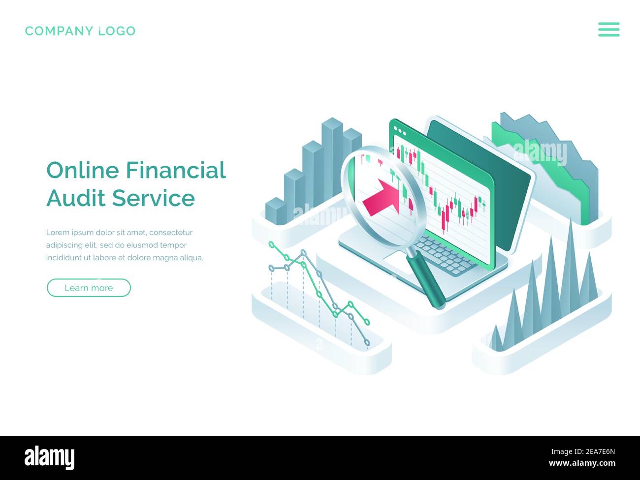 Online financial audit service banner. Digital service for accounting ...