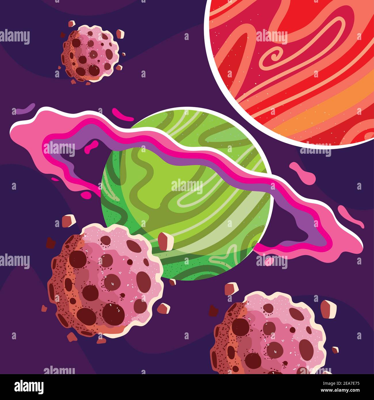 space planets and asteroids galaxy abstract design vector illustration ...