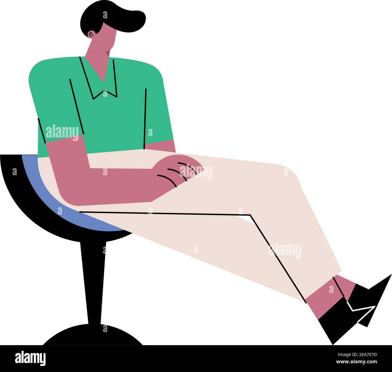 happy young casual man seated in the chair character vector ...
