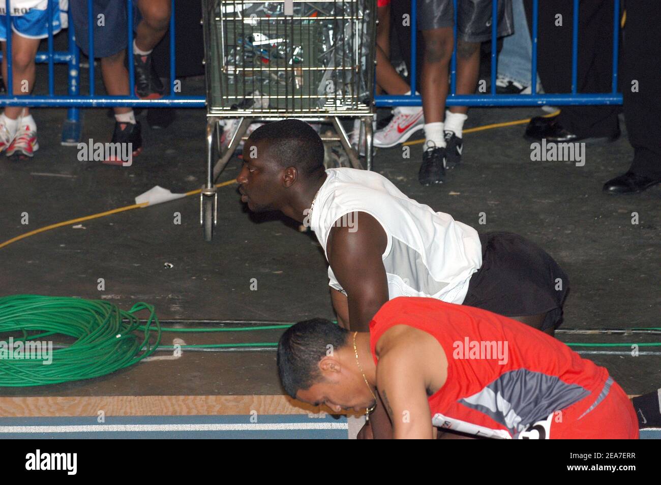 New York, February 6, 2004. The french athlete Ladji Doucoure runs the ...