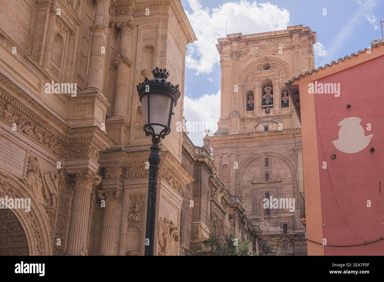 The exterior and bell tower of the Granada Cathedral (Catedral de ...