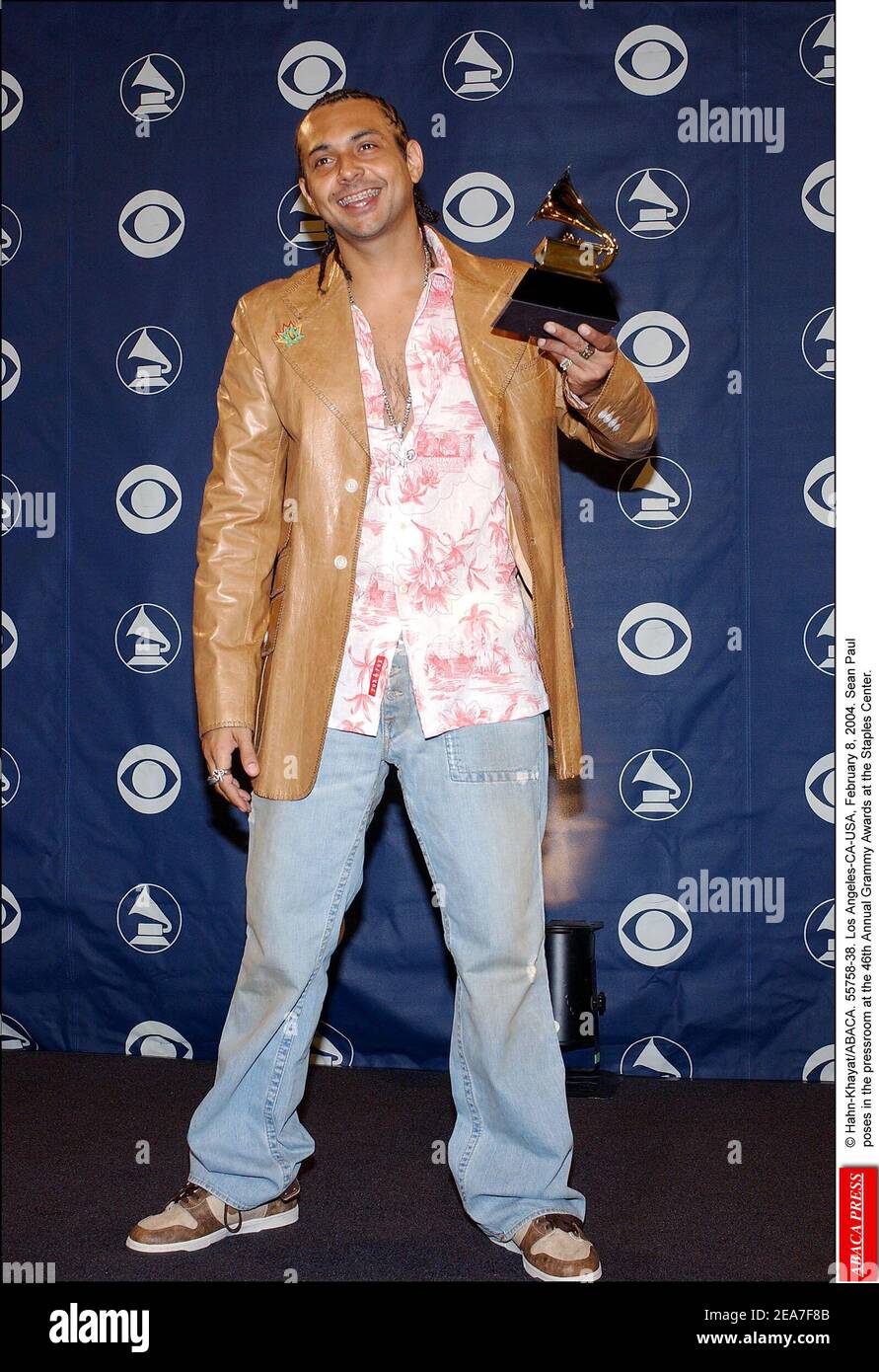 Sean Paul poses in the pressroom at the 46th Annual Grammy Awards at ...