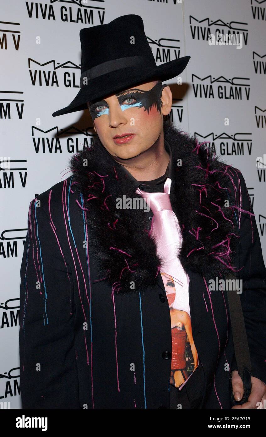 Boy George arrives at the party for the new MAC Cosmetics Viva Glam V ...