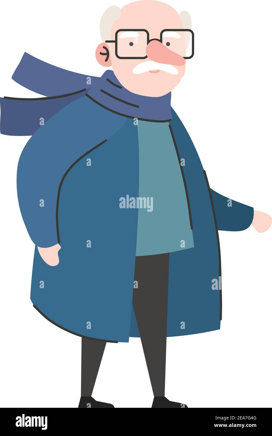 cute granfather member with scarf character Stock Vector Image & Art ...