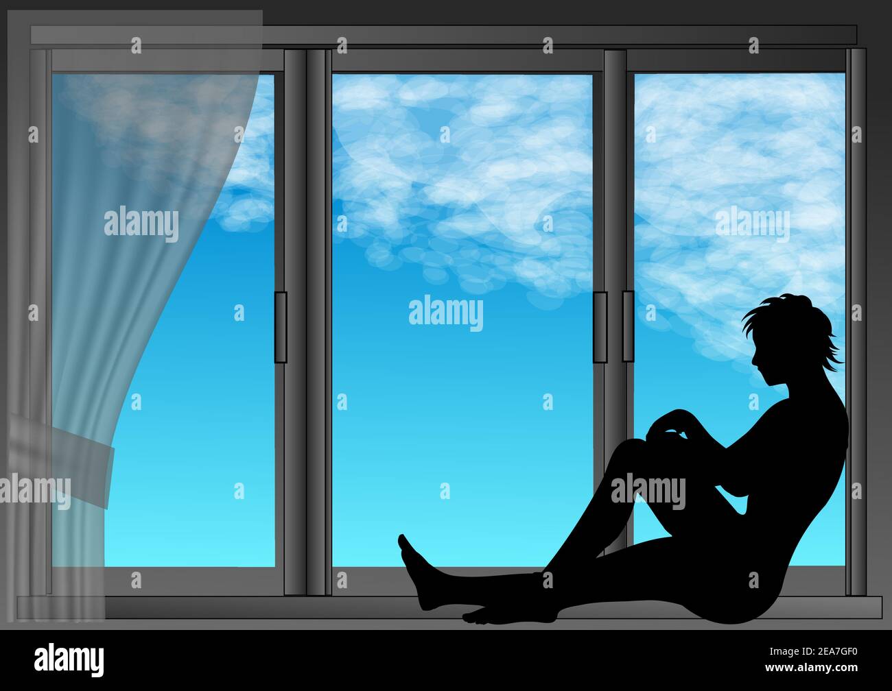 Woman on the edge illustration Stock Vector Images - Alamy