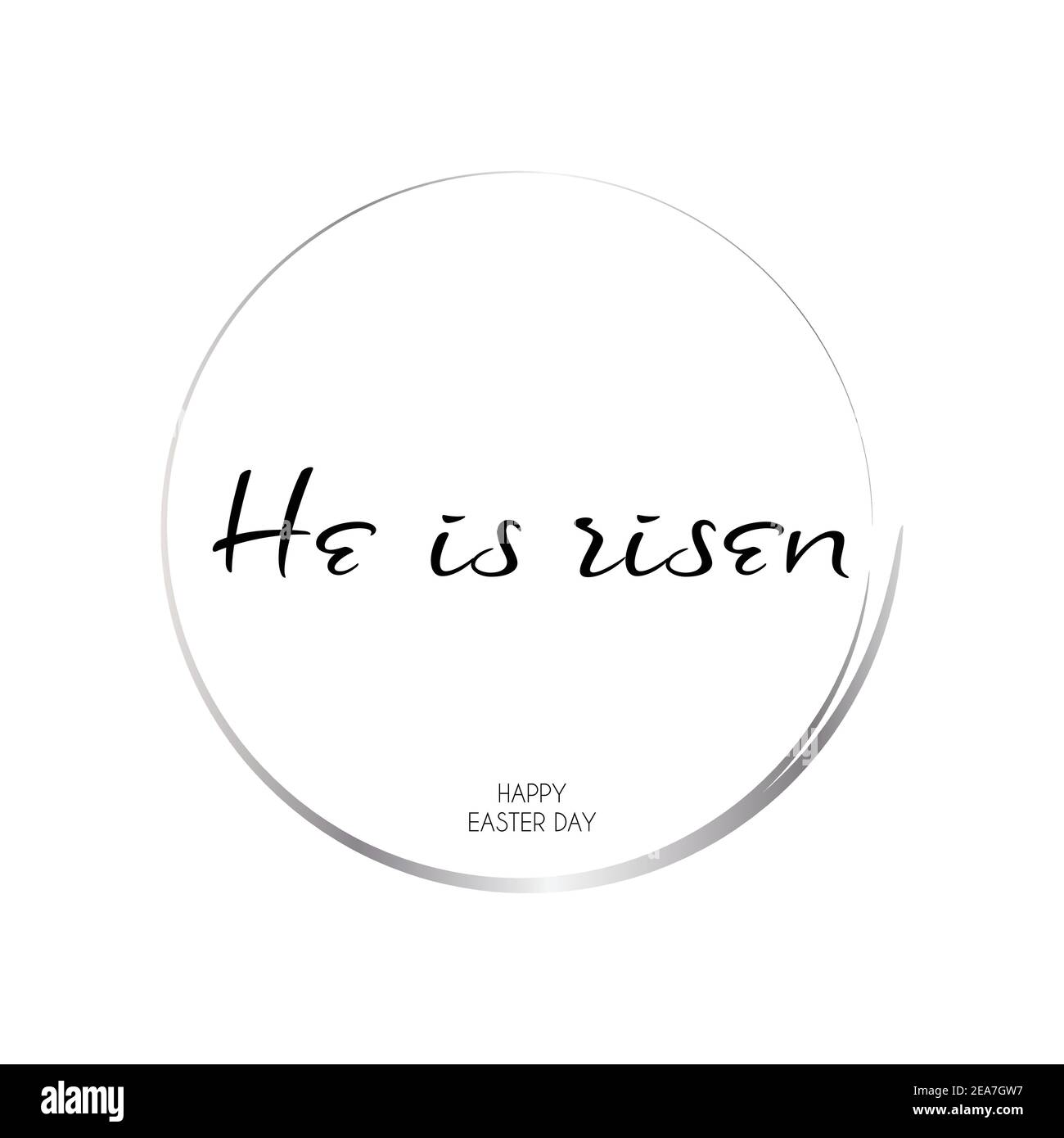 He is risen. Happy Easter greeting background. Silver round frame ...