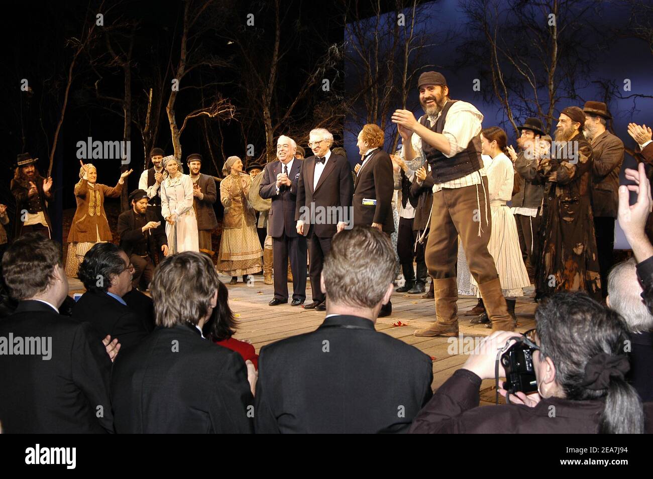 Jerry Bock, Sheldon Harnick and Joseph Stein with cast at the opening ... Jerry Bock, Sheldon Harnick and Joseph Stein with cast at the opening ...