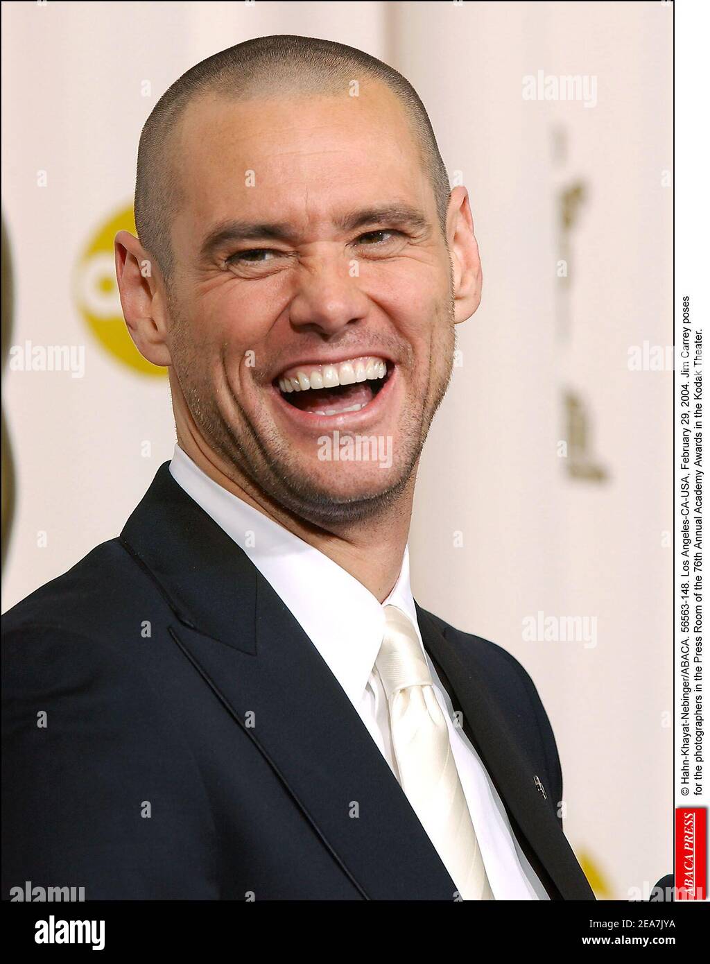 Jim Carrey poses for the photographers in the Press Room of the 76th ...