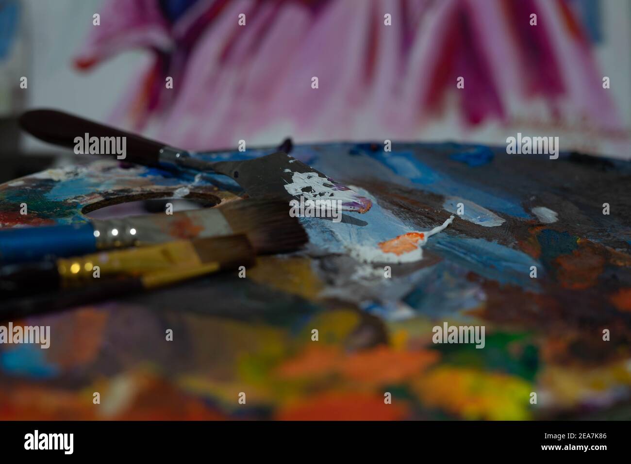 brush detail and color palette Stock Photo - Alamy