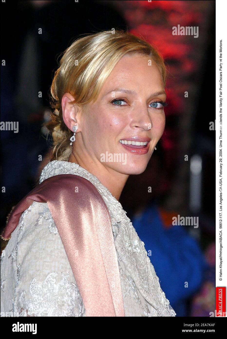 Uma Thurman attends the Vanity Fair Post Oscars Party at the Mortons ...