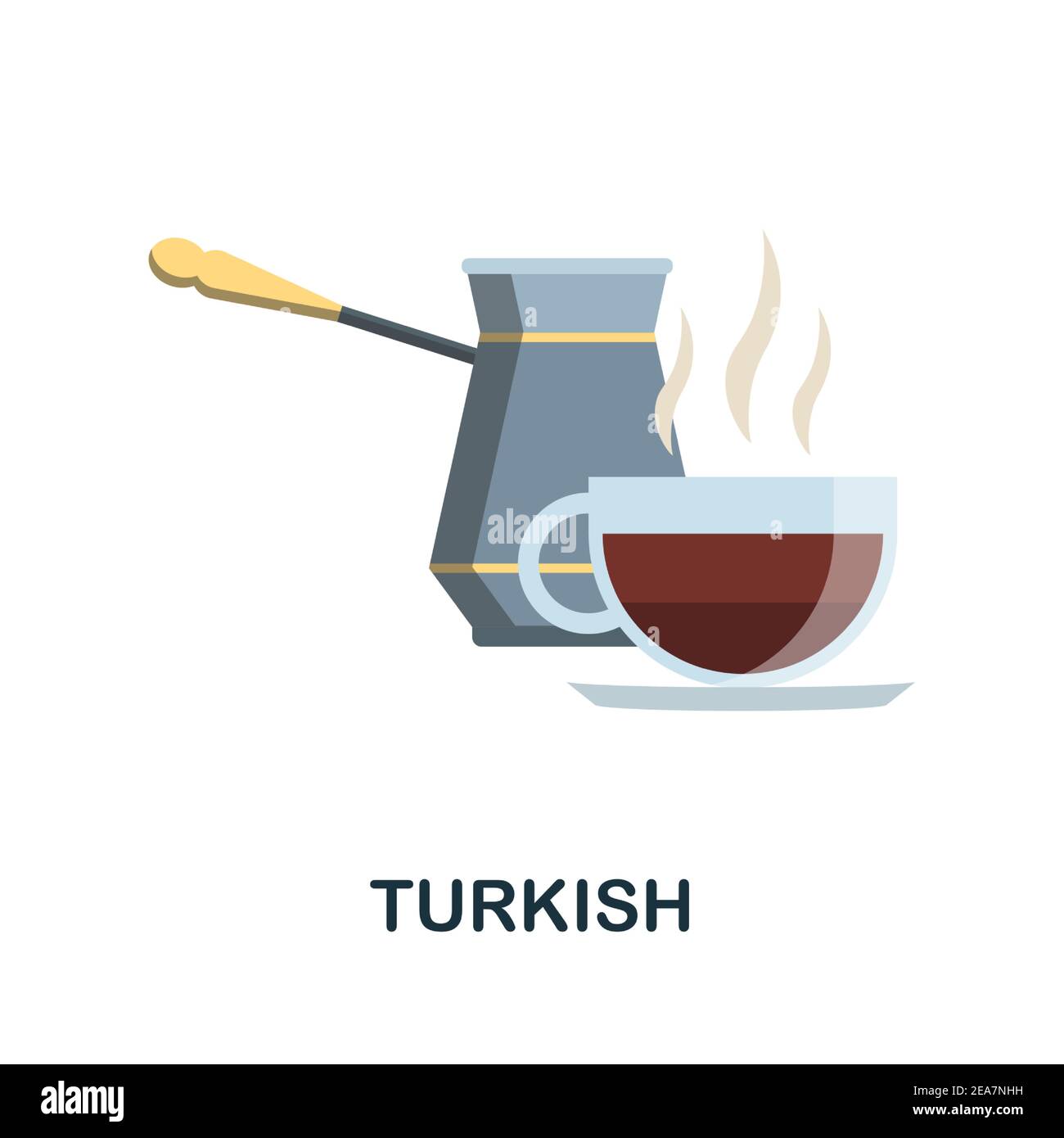 Turkish coffee flat icon. Color simple element from coffee collection ...