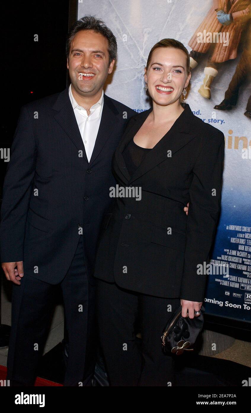 Cast member Kate Winslet and Sam Mendes attend the world premiere of ...