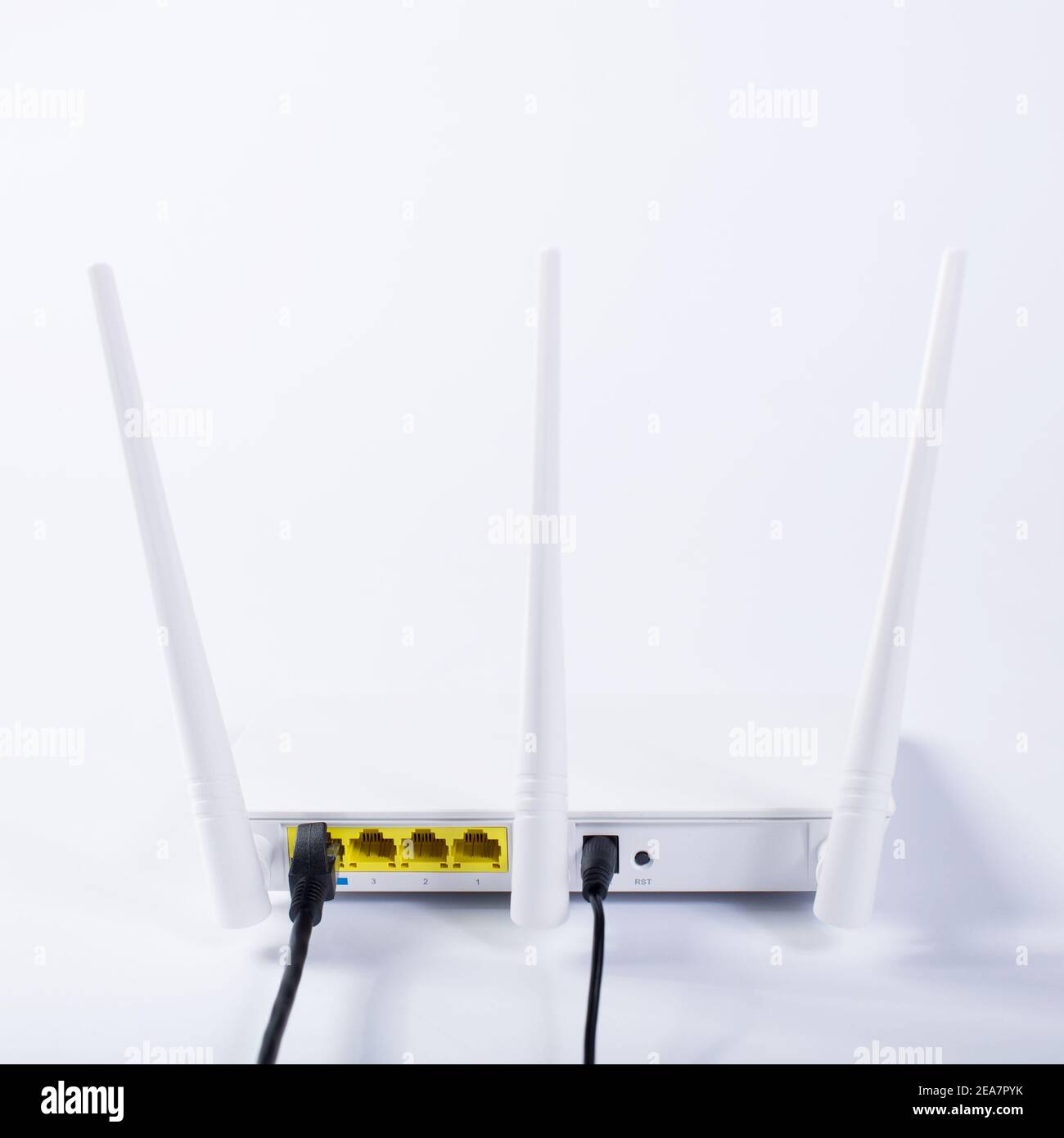 White wifi router connected to the network, on a white background Stock ...