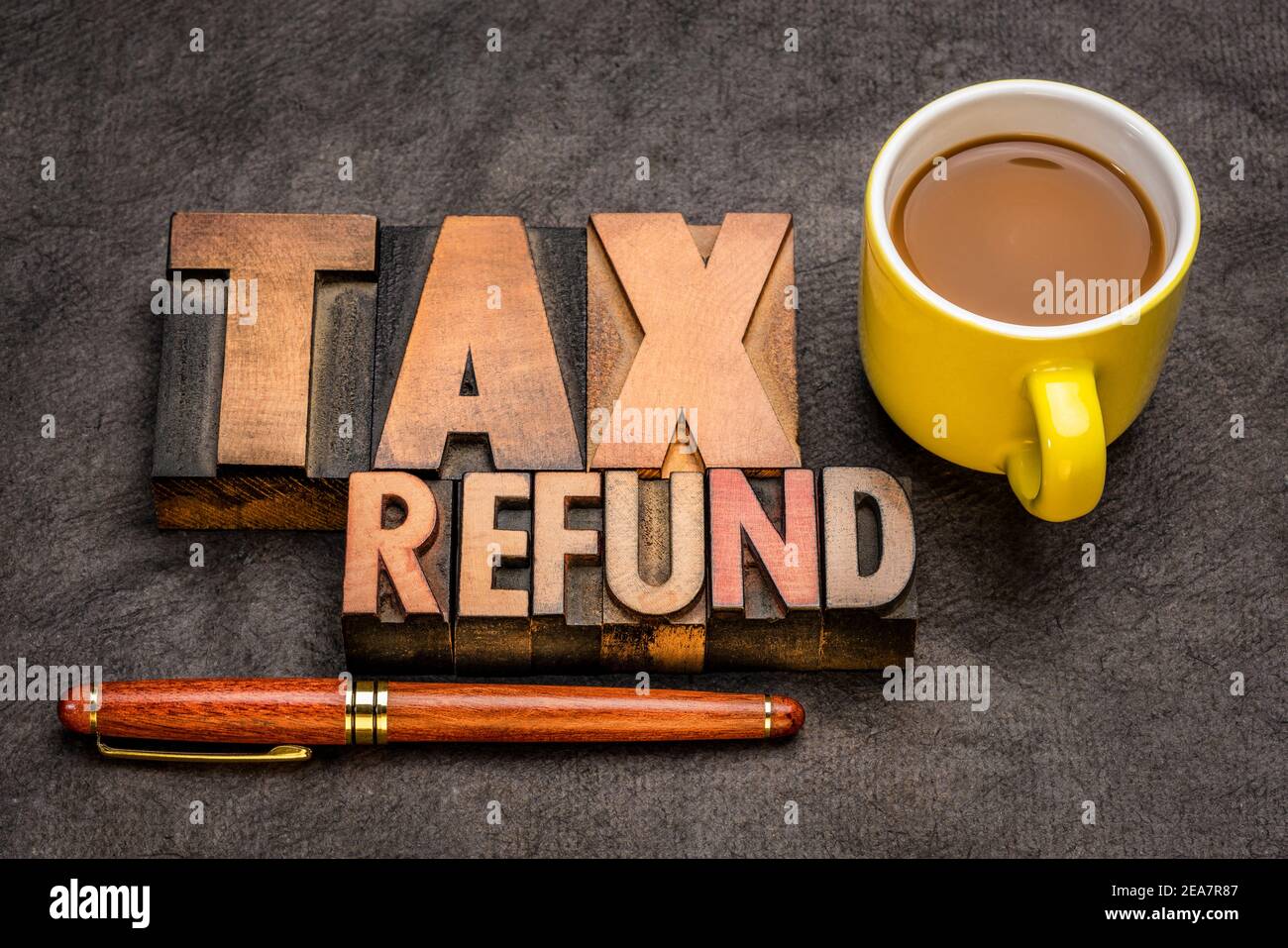 tax refund banner - word abstract in vintage letterpress printing ...