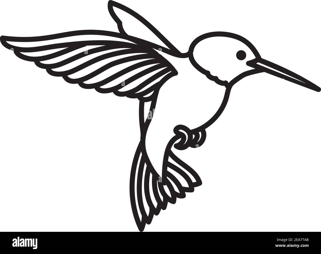 Hovering hummingbird vector line icon for Butterfly and Hummingbird Day ...