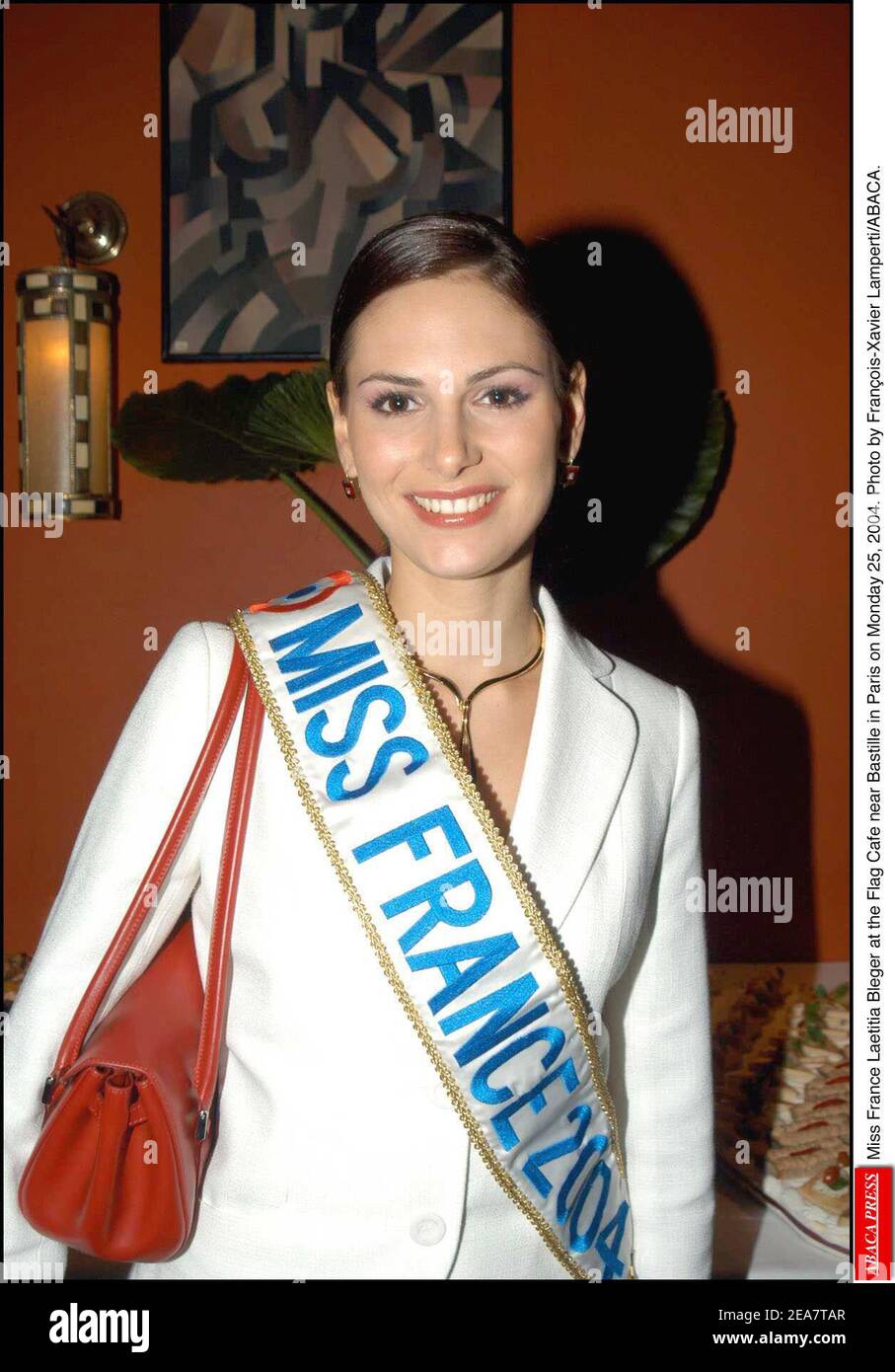 Miss France Laetitia Bleger at the Flag Cafe near Bastille in Paris on ...