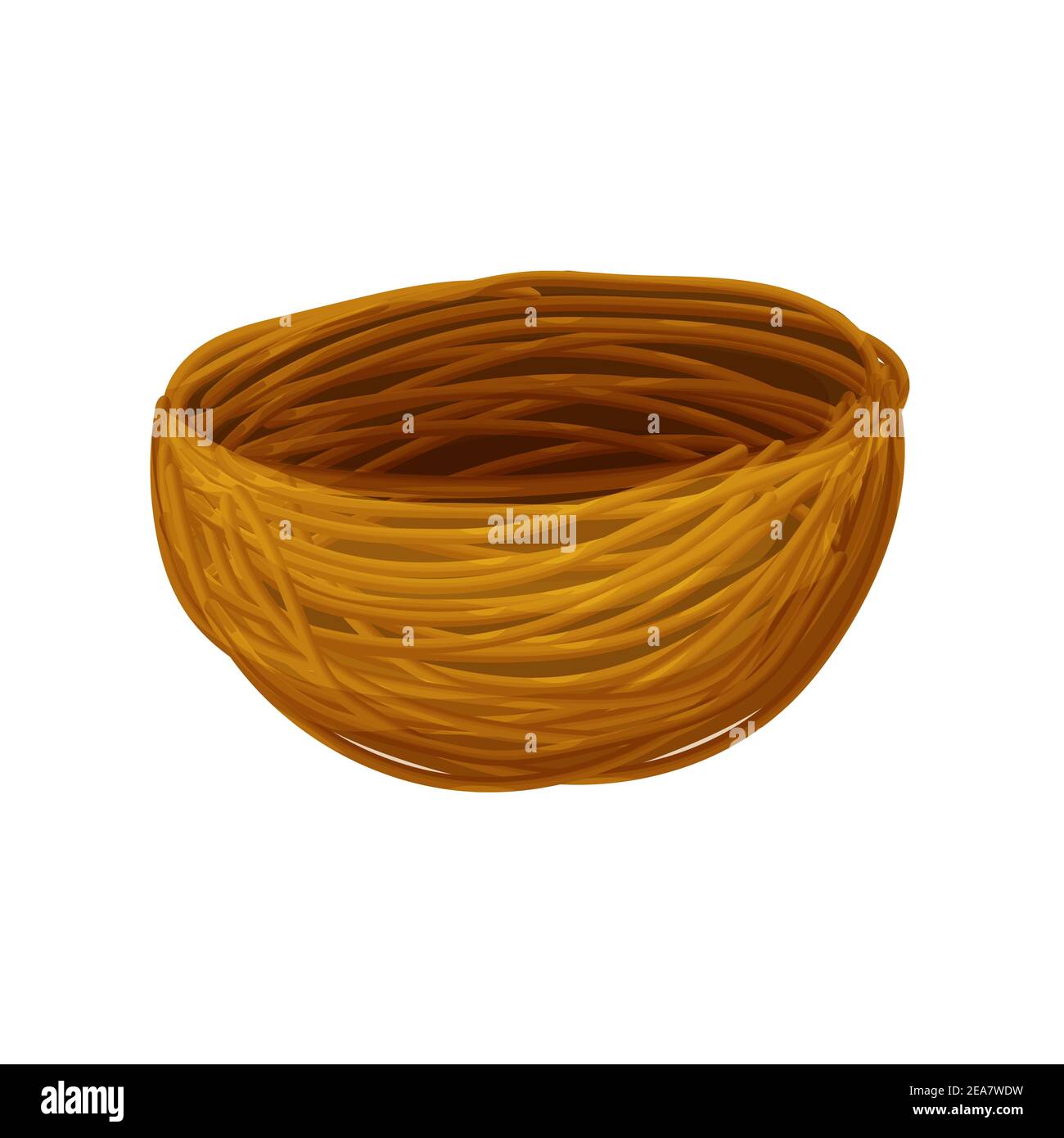 Cute bird nest from twigs in cartoon style isolated on white background ...