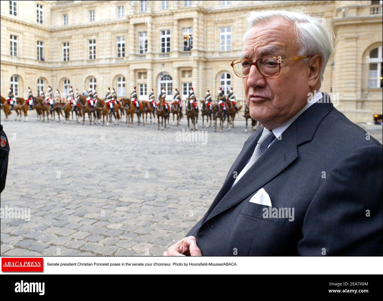 Senate president Christian Poncelet poses in the senate cour d'honneur ...