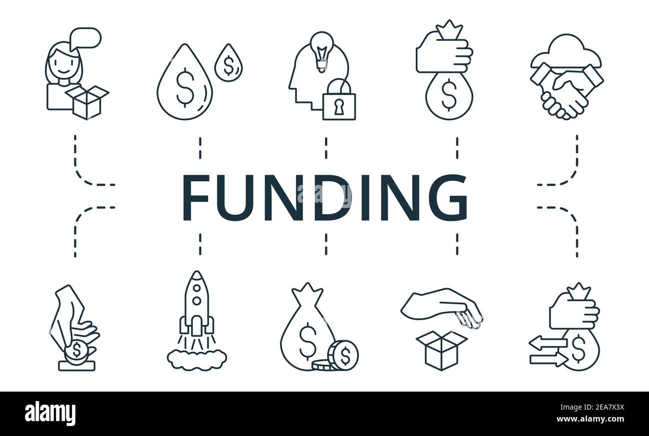Funding icon set. Collection contain pack of pixel perfect creative ...