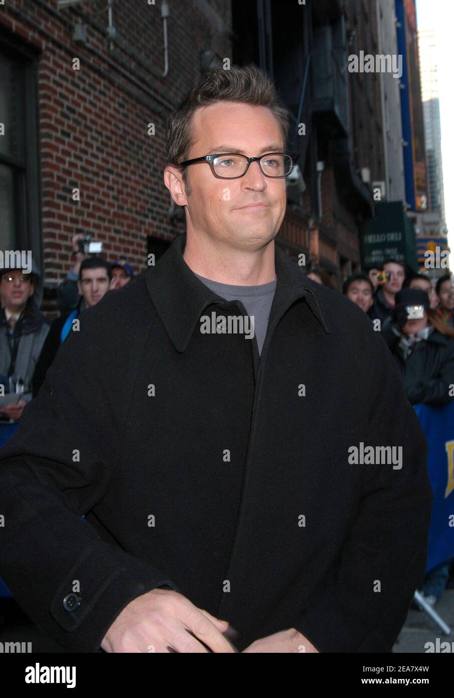 Actor Matthew Perry leaves the Ed Sullivan theater after a visit at the ...