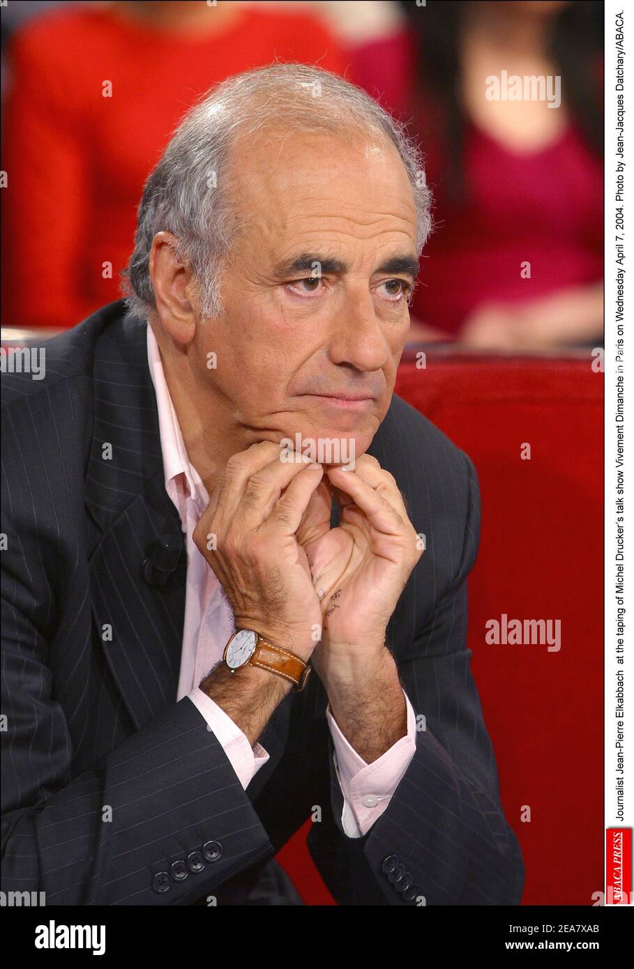 Journalist Jean-Pierre Elkabbach at the taping of Michel Drucker's talk ...